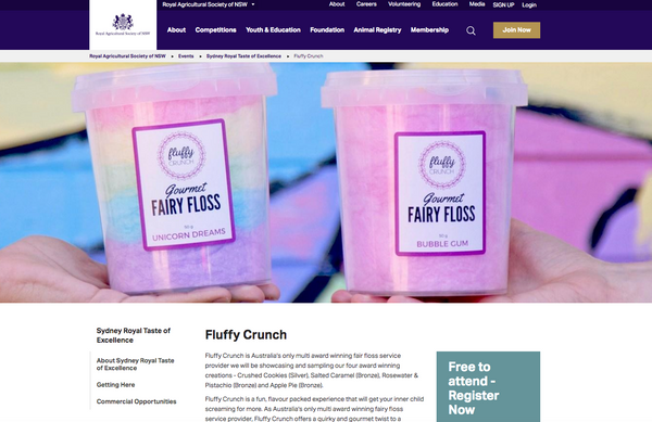Fluffy Crunch Award Winning Fairy Floss - Featured at the Sydney Royal ...